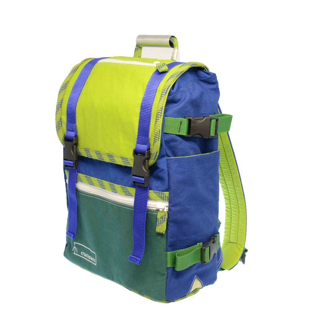 recycled backpacks - made from repurposed tents and climbing rope