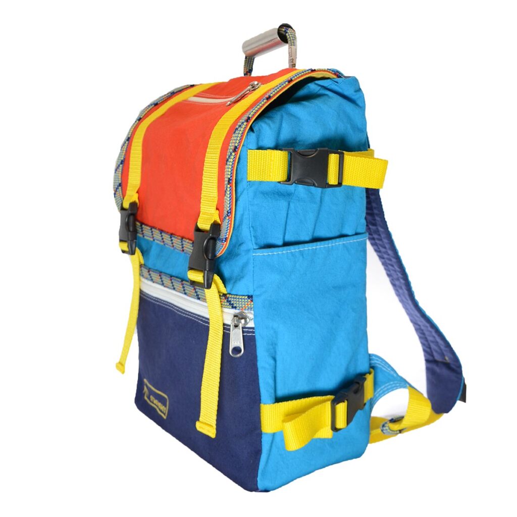 recycled backpacks - made from repurposed tents and climbing rope