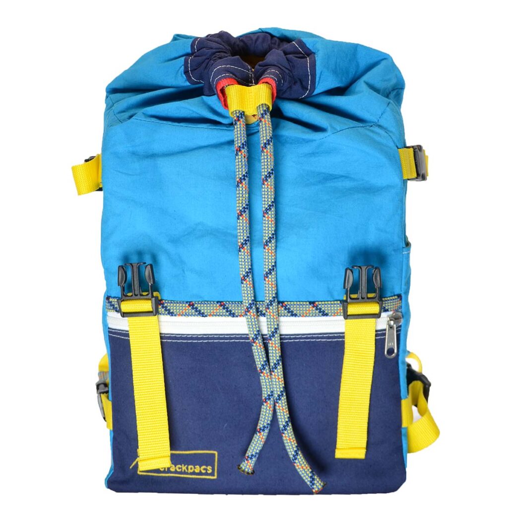 recycled backpacks - made from repurposed tents and climbing rope
