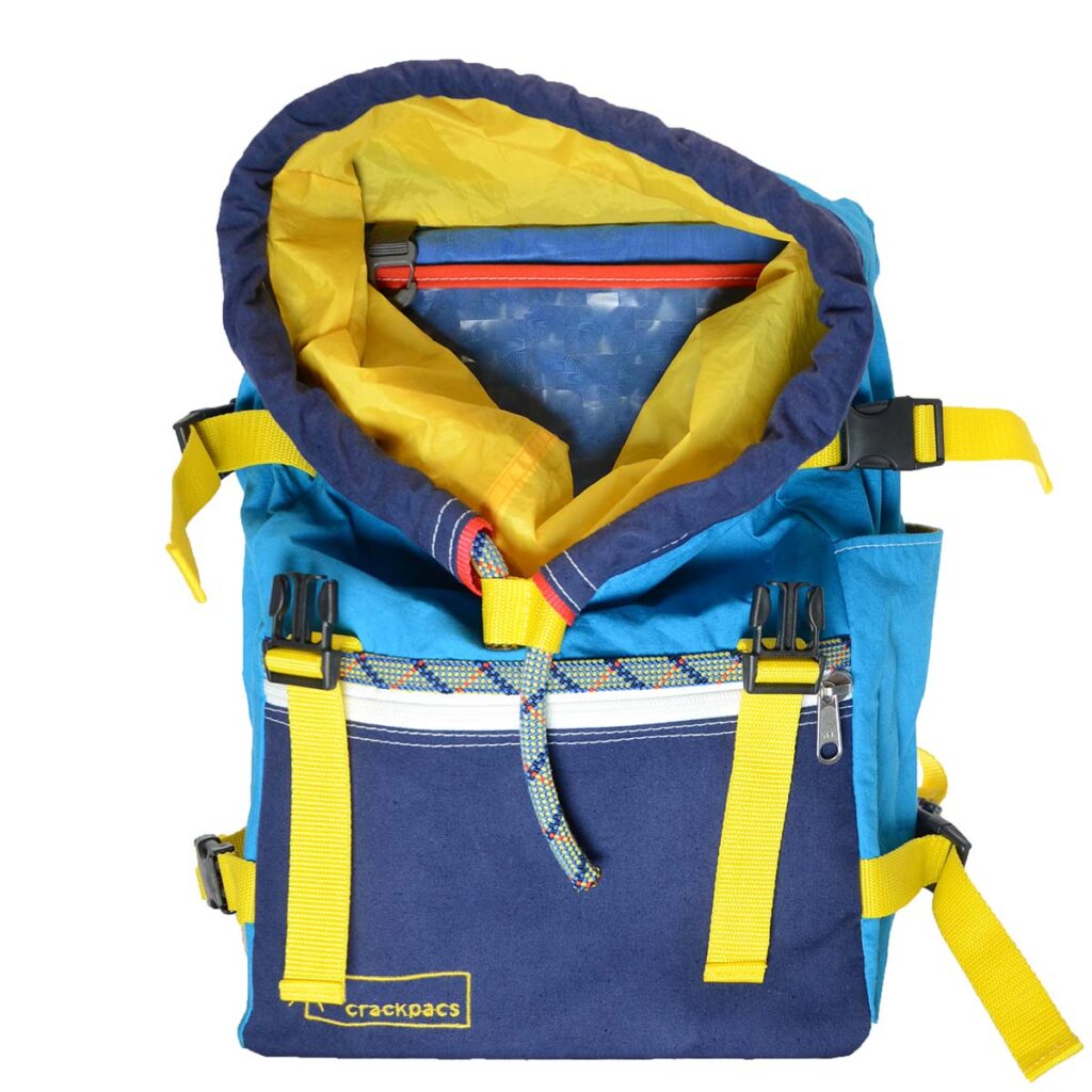 recycled backpacks - made from repurposed tents and climbing rope