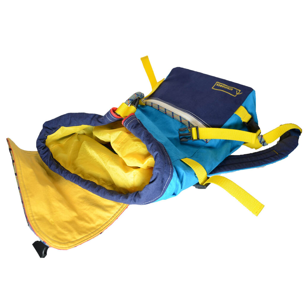 recycled backpacks - made from repurposed tents and climbing rope